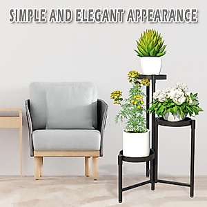 3 Tier Great tube Plant Stand Indoor Outdoor Black Metal Flower Holder for Multiple Pots Tall Corner Plant Shelf Rack Tiered Planter Stands Iron Potted Shelves Vertical for Patio, Balcony, Garden