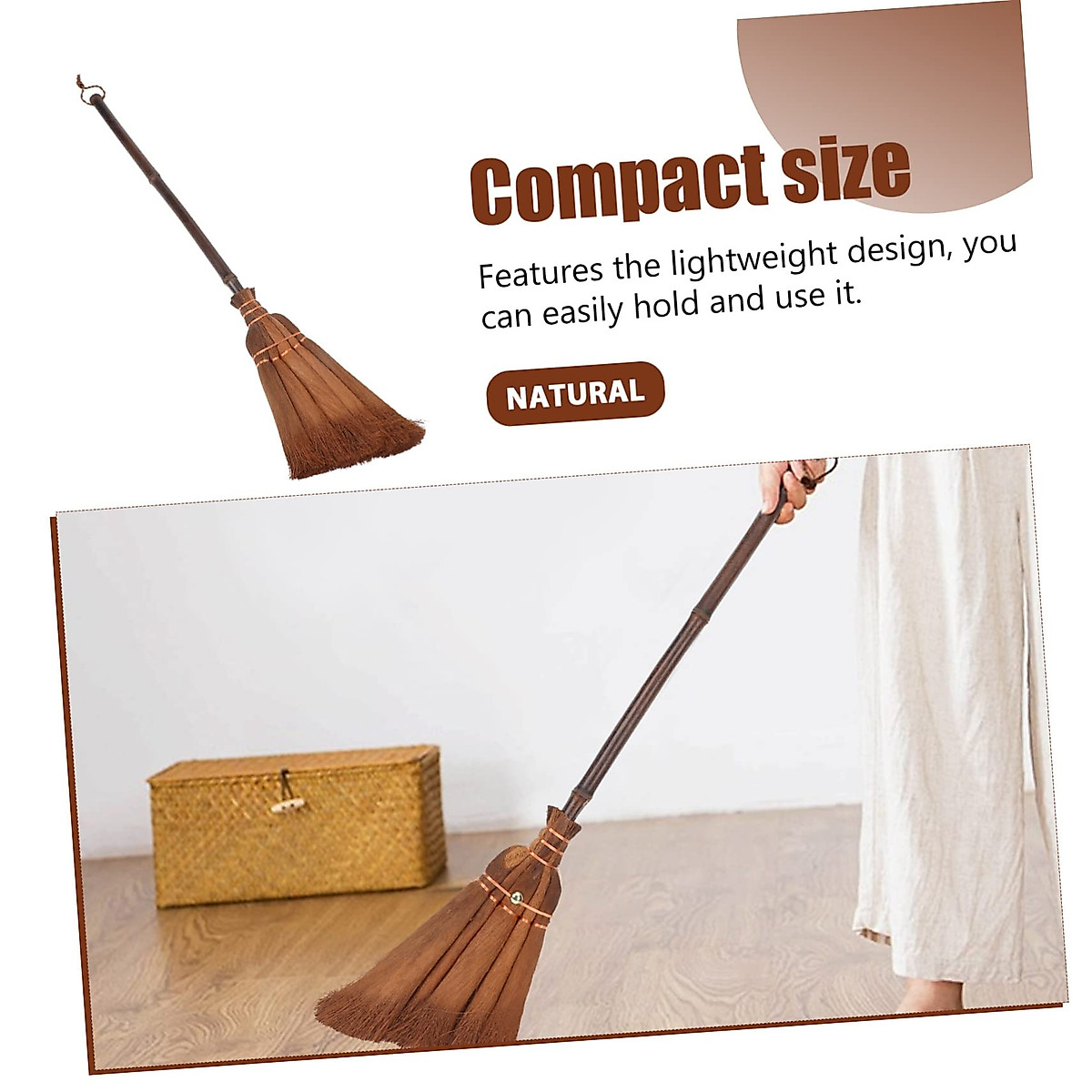 CHILDWEET Creative Hand Made Broom for Kids Educational Toy Dust Removing Broom Natural Straw Broom for Indoor Sweeping Childrens Cleaning Broom