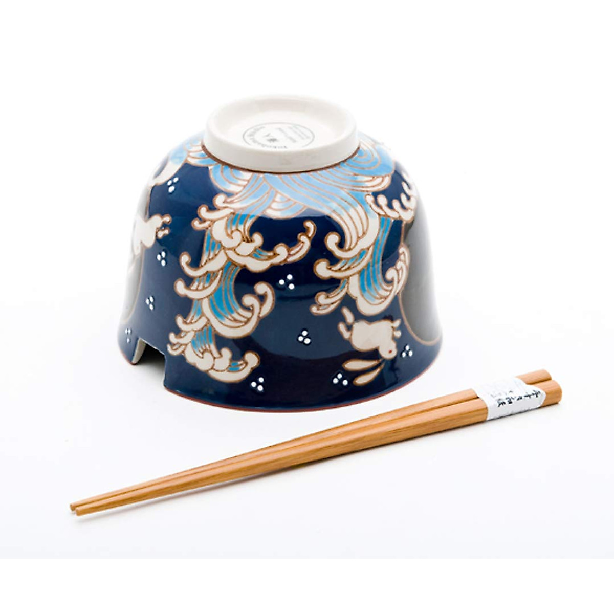 Happy Sales HSRB-RBMN, Japanese Ramen Udon Noodle Bowl with Chopsticks Gift Set, Rabbit