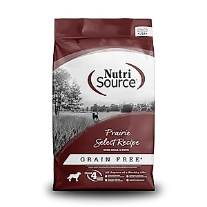 NutriSource Prairie Select Grain-Free Dog Food, Made with Quail and Duck, 15LB, Dry Dog Food