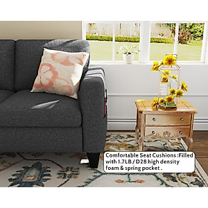 Woyomeub Sectional Sofa Couches for Living Room: Convertible L Shaped Couch with Storage Ottoman - Grey Small 3 Seater Sofas Furniture Set for Small Space