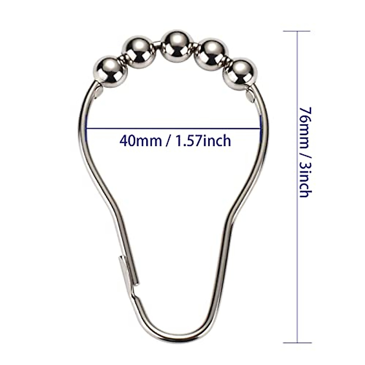 Shower Curtain Rings, Shower Curtain Hooks Brushed Nickel, 36 PCS Metal Ring for Shower Curtain Rods