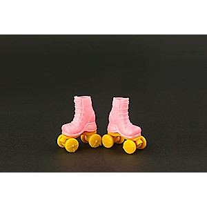 CJGILL 5 Pair / lot Pink Roller Skates Shoes for Barbie Doll Fashion Short Boots (Color: A01)