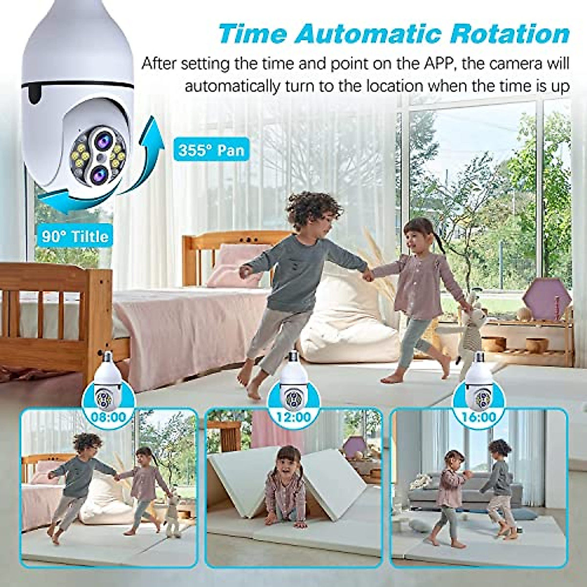 TOGUARDGO 【10x Zoom Light Bulb Security Camera Outdoor Wireless WiFi, 360° Pan/tilt Light Socket Security Cameras for Home with Spotlight,1080P FHD Color Night Vision, Auto Tracking, Alerts