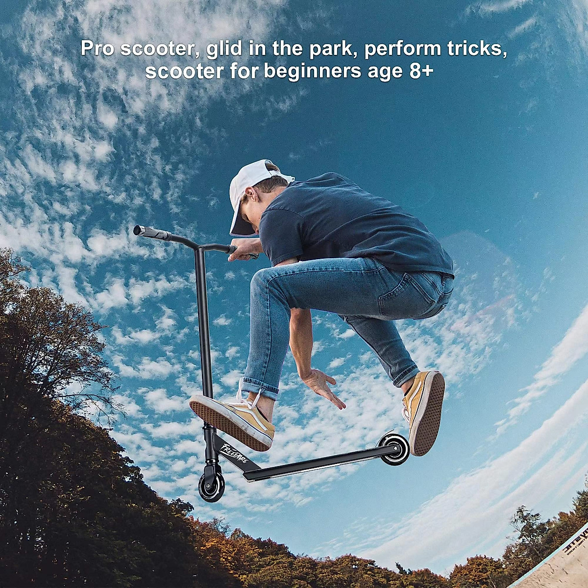 FREEDARE Complete Pro Scooter JB-1 Stunt Scooter for Kids 8 Years and Up, Teens, Adults, Trick Scooter for Beginners Black