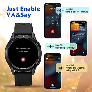 QinsanJSC Water Resistant Military Watch for Mens Smart Watch for Android Phones Sports Smart Watch(dail and Text) Fitness Watch for Men with Voice Control, Activity Tracker for BT, SaO2,HR,BP