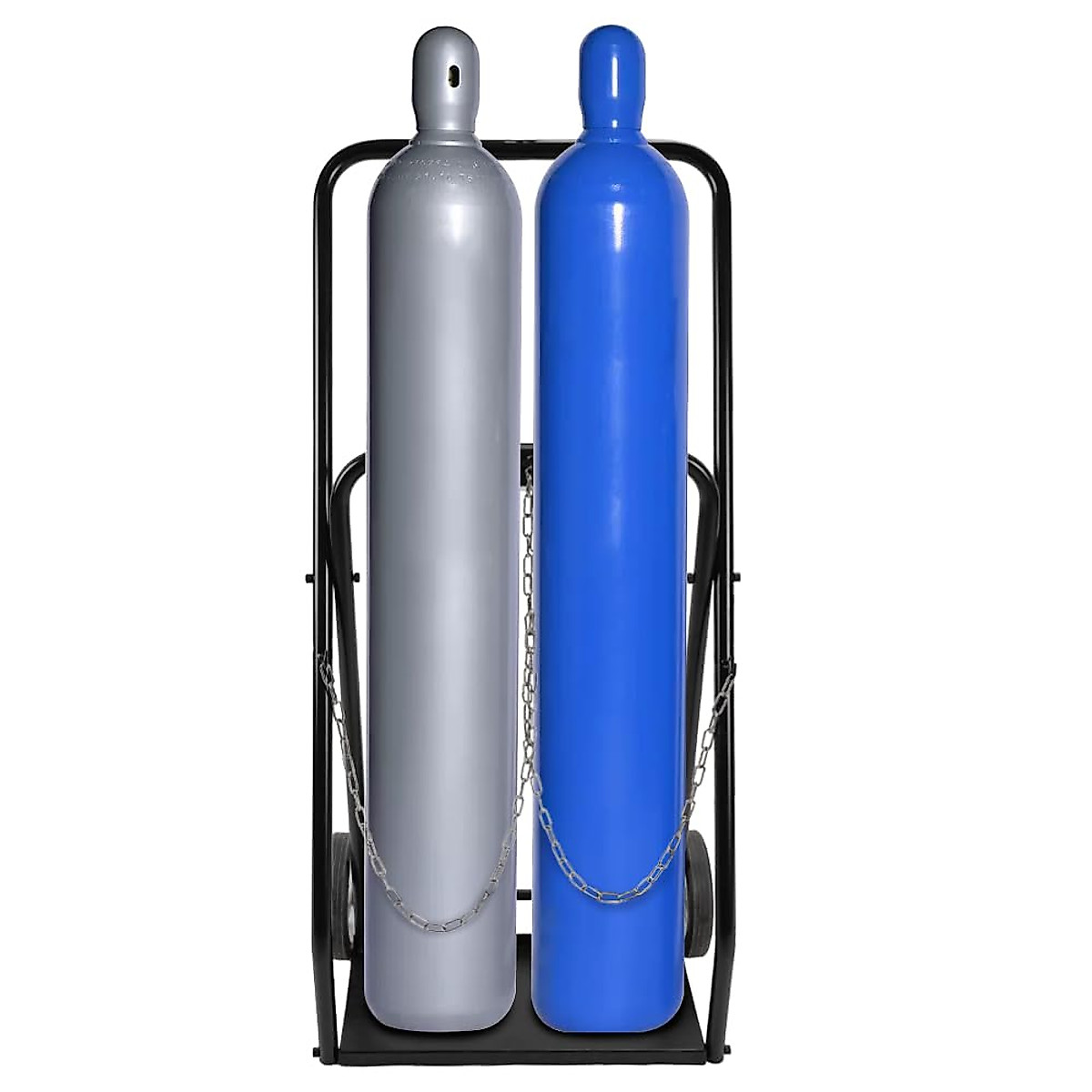 Yeeoy Dual Welding Cylinder Cart, Heavy Duty Torch Cart with Rubber Wheels Safety Chains, Large Oxygen Bottle Acetylen Tank Hand Truck, Black