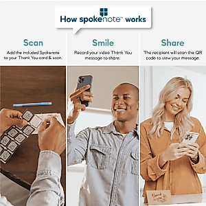Spokenote - Thank You Card Bundle & Personalized Video Recording QR Code Stickers • Includes: 25 Thank You Cards with Envelopes & 10 Pack of Spokenote QR codes