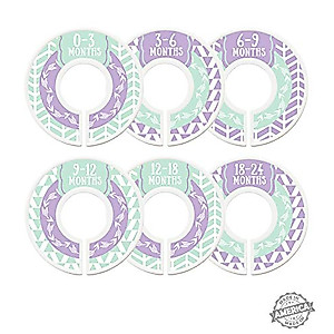 Modish Labels Baby Clothes Size Dividers, Baby Closet Organizers, Closet Size Dividers, Baby Closet Organizers, Clothes Organizer, Girl, Woodland, Arrows, Nordic, Boho, Purple, Lavender, Mint (Baby)
