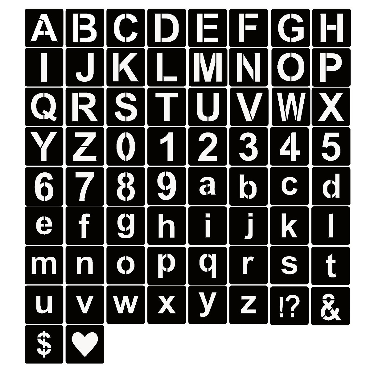 YEAJON 1 Inch Letter Stencils Symbol Numbers Craft Stencils, 66 Pcs Reusable Plastic Alphabet Templates for Painting on Wood, Wall, Fabric, Rock, Glass, Signage