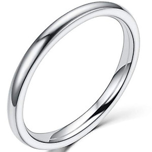 Jude Jewelers 1.5mm Stainless Steel Classical Plain Stackable Wedding Band Ring (Silver, 6.5)