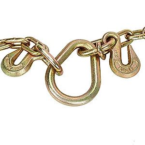 BLACKHORSE-RACING 5/16''x2' G70 J Hook Tow Chain V Bridle with Large Shank J Hooks and Grab Hooks,Flatbed Truck Trailer Safety Tow Chain 4700 lbs Working Load Limit