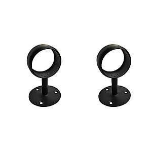 NELXULAS Stainless Steel Heavy Duty Closet Rod,Curtain Rod End Supports Socket, Flange Rod Holder Closet Pole with Matching Screws (1-1/2 INCH, Black)