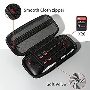 Carrying Case for Switch Split Pad Pro - iofeiwak Hard Shell Case for Nintendo Switch + Hori Split Pad Pro & Binbok & NexiGo Joy Pad Controllers - Support 20 Game Slots / Button Protection/ Large Capacity