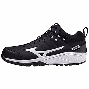Mizuno Men's Ambition 2 All Surface Mid Turf Shoe, Black-White, 10.5
