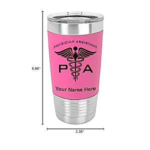 LaserGram 20oz Vacuum Insulated Tumbler Mug, PA Physician Assistant, Personalized Engraving Included (Silicone Grip, Pink)