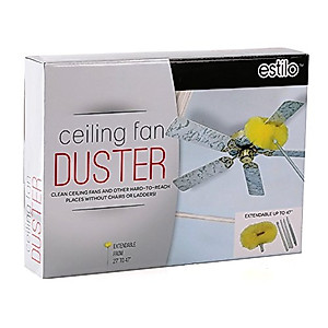 Estilo Ceiling Fan Duster - Long Ceiling Fan Cleaner Duster | Removable & Washable, Extendable up to 47” with Detachable Microfiber Head |Feather Dusters for Cleaning |Duster with Extension Pole