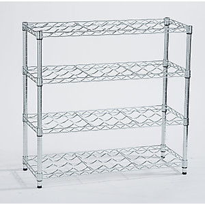 TRINITY EcoStorage 4-Tier Adjustable Metal Wire Wine Rack, Freestanding Stackable Bottle Holder for Bar and Kitchen Storage, Minimum 36 Bottle Capacity, 36” W x 14” D x 34.5” H, Chrome