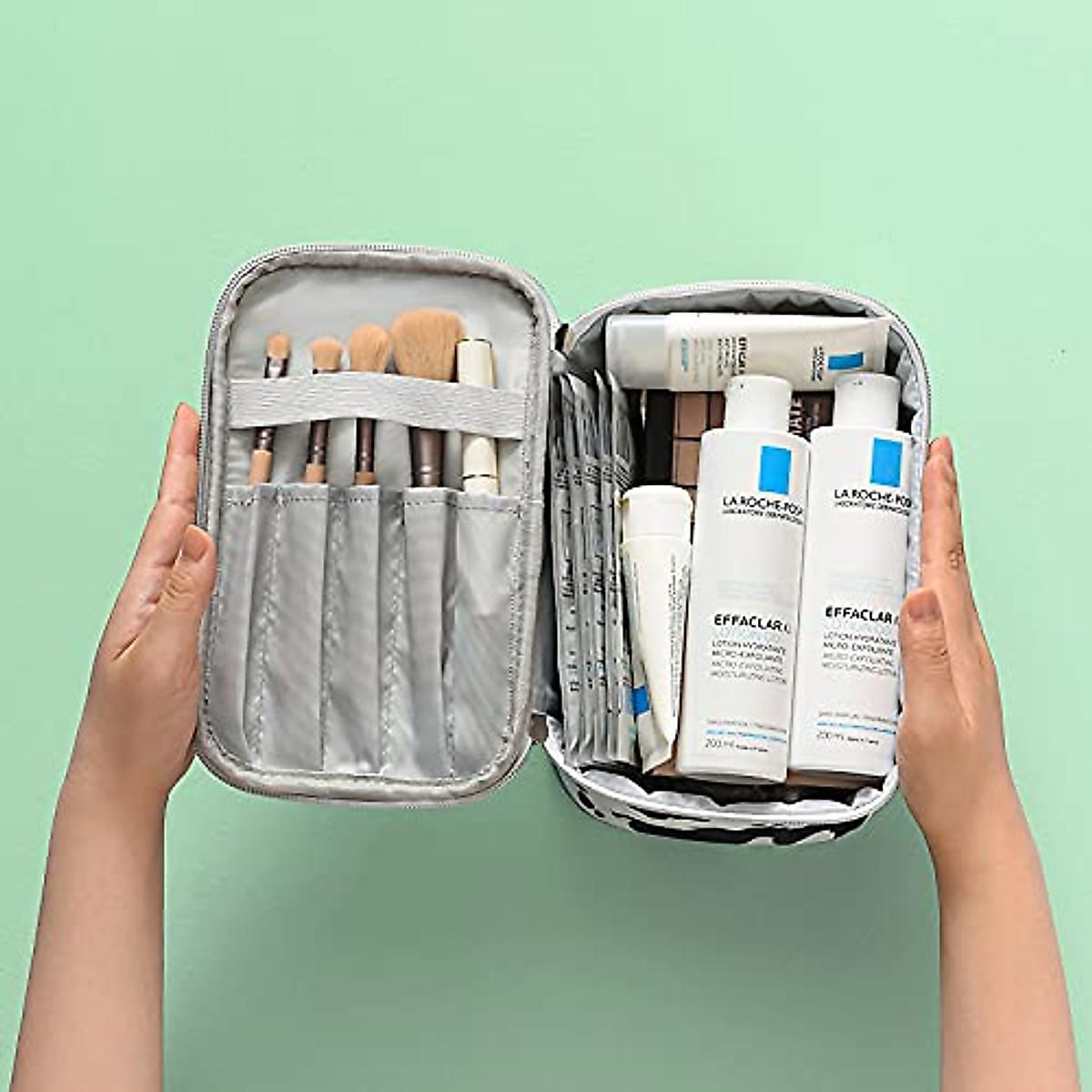 HooOriana Makeup Bag Set Cosmetic Bag 3 Pieces Small Makeup Bags for Women with Cow Animal Milk Mini Cute style Travel Pouch Bags