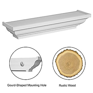 Alsonerbay Floating Shelves White, Wood Shelves Rustic Shelves for Wall Storage, Wall Mounted Shelves for Bedroom Living Room Bathroom, 17 Inch 2 Pack