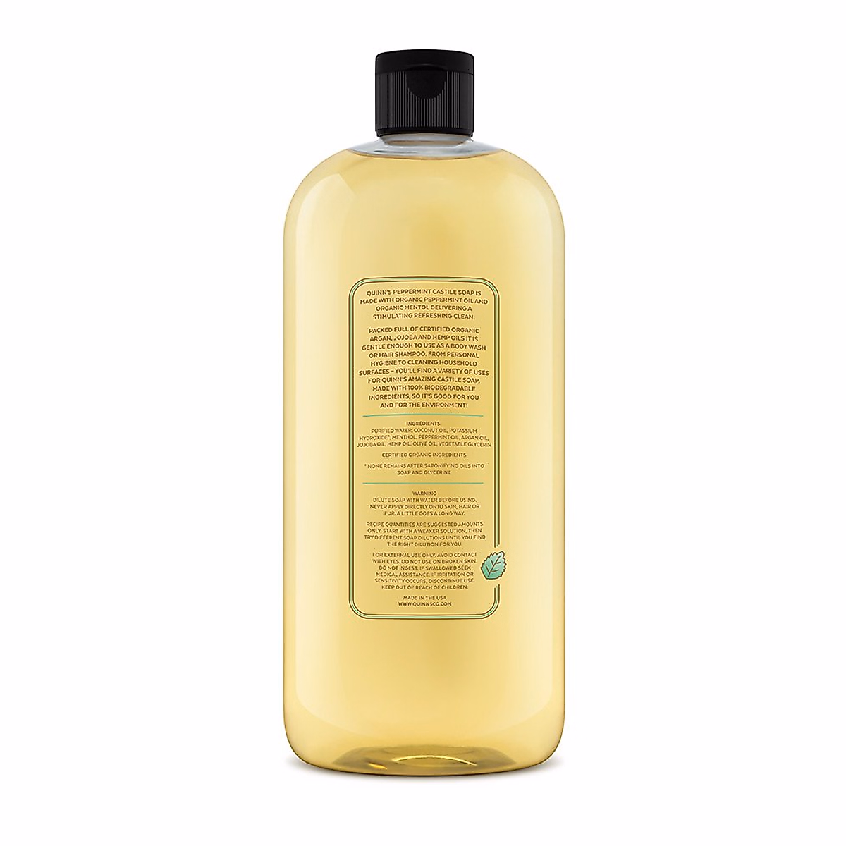 Quinn's Pure Castile Organic Liquid Soap, 32 ounce (Peppermint)