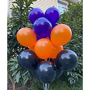 JODIDI 60 Pcs 12-Inch Latex Balloons in Black, Orange, and Purple - Perfect for Halloween, Graduation, Birthday, Baby Shower, and Party Decorations