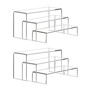 ihomecooker 6 Pc Clear Acrylic Display Risers Showcase for Shoe Risers Retail Stand Cupcake Stand Dessert Stand …