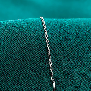 Cowlyn A Pair 925 Sterling Silver Earrings Tassel Threader Long Chain Ear Line Round Cubic Zirconia Drop Dangle Hypoallergenic Jewelry for Women