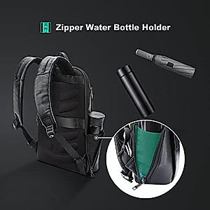 BOPAI Unisex Slim Genuine Leather Laptop Backpack Men for 15-15.6 inch Business Smart Professional Lightweight Backpack with USB Charging Office Commuter Computer Rucksack Executive Anti Theft Black