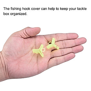 PATIKIL Fishing Hook Bonnets, 50 Pack Plastic Treble Hook Covers Hook Safety Caps Protectors Fit for Standard Size 1, 2, 3, Fluorescent Yellow