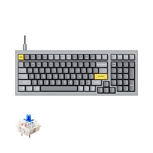 Keychron Q5 96% Layout Wired Custom Mechanical Keyboard, Hot-Swappable Gateron G Pro Red Switch, QMK/VIA Programmable Macro, Full Aluminum, RGB Backlight, Double Gasket for Linux Mac Windows - Grey