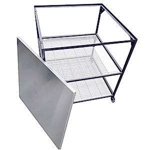 HWGckct Three-Shelf Movable Stainless Steel & Steel Outdoor Dining Cart Table Pizza Oven Protable Grill and Heavy Duty Grill Cart Outdoor Table