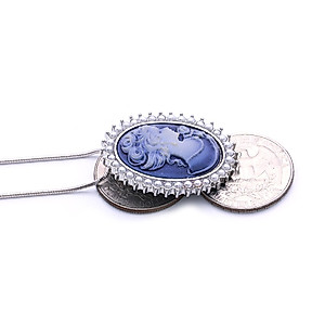 SoulBreeze Cameo Necklace Pendant Vintage Style Faux Pearl Women Fashion Jewelry (Blue)