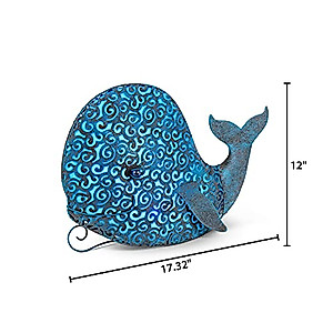 Garden Meadow 12.2 in H Blue Solar Lighted Metal Whale
