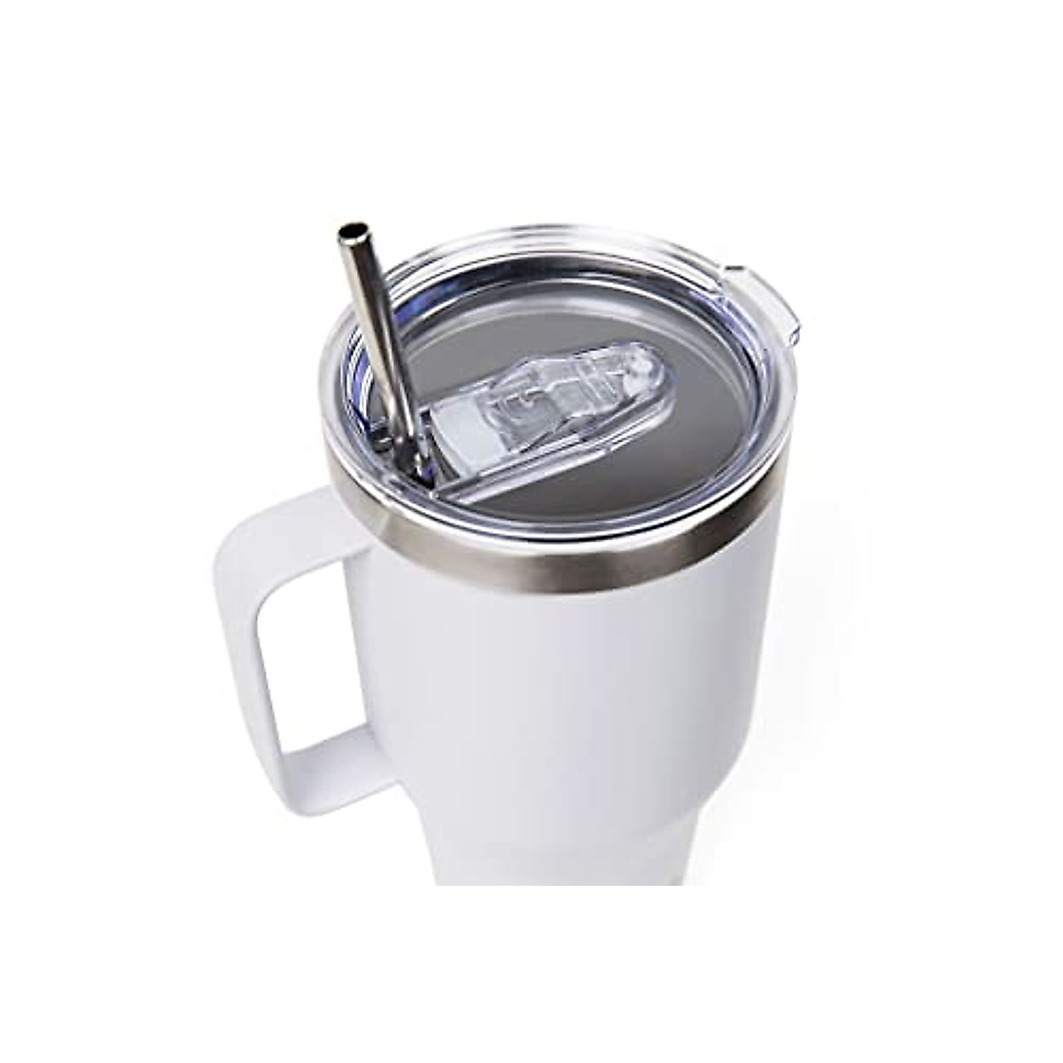 RAINIER GOODS 40 oz Tumbler with Handle and Straw Lid | Insulated Cup Reusable Stainless Steel Water Bottle Travel Mug Cupholder Friendly | Gifts for Women Him Her (Light Gray)