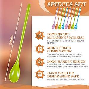 Lallisa 8 Pcs Iced Tea Spoons Long Plastic Ice Handle Spoon Colorful Teaspoons 8.9" Coffee Stirring Spoons Long Handle Spoon Long Teaspoons for Mixing Ice Cream Honey Sundae Hot Chocolate Cocktail