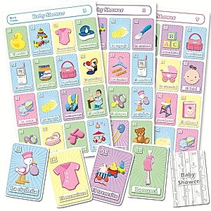 More Fiesta Baby Shower Bingo Game in Spanish, for 10 Players