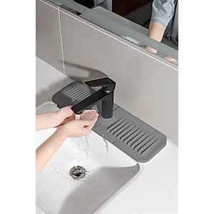 Sponge Holder for Kitchen Sink, Sink Protectors for Kitchen Sink, Kitchen Sink Accessories, Sink Splash Guard Behind Sink, Kitchen Sink Splash Guard , (Grey)