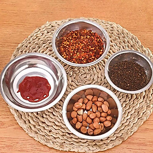 Cabilock 10pcs Stainless Steel Sauce Dish Appetizer Tray Dipping Bowls Seasoning Portion Condiment Tray Sauce Plates for Sauce Ketchup BBQ Sauce Seasoning