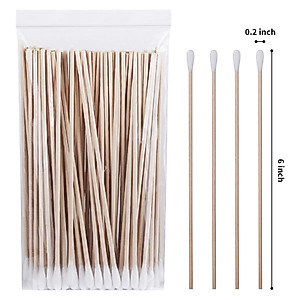 tifanso Cotton Swabs for Ears with Long Wooden Sticks 100 Count 6 Inches Cotton Tipped Swabs Wooden Cotton Swabs for Cleaning