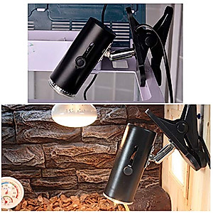 Short Clamp Light Fixture for Reptile, 110V E27 Ceramic Clamp Lamp Holder Stand with Switch, Adjustable Habitat Lighting & Heat Lamps Holder Stand for Pet Heat Bulbs Lamps Use, Black