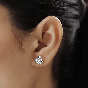 Shop LC Knot Earrings - Real Diamond Love Knot Stud Earrings For Women - Platinum Plated 925 Sterling Silver Celtic Knot Studs with Genuine Diamonds Jewelry Birthday Gifts for Women