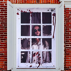 Halloween Window Decorations 31.5x47.2" Window Door Wall Cover Scary Halloween Decorations Indoor Outdoor Party Decor