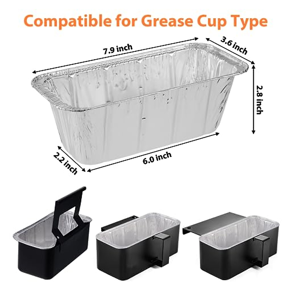 Whaleme 50-Pack Blackstone Griddle Accessories Grease Cup Liners, Aluminum Foil Drip Pan Grease Catcher Cup Liner for Blackstone 17, 22, 28, 36 Inch Griddle, Disposable Grill Grease Tray