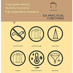 Silicone Bags Reusable Storage - 34OZ Food Rice Cereal liquid Storage Containers Food Pouch countertop airtight, Dry Food Dispenser with Measuring Cup - Latched Lid & Handle - 15 L (blue)