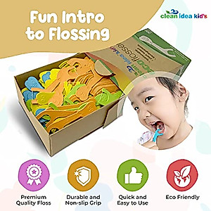 Clean Idea Kids EcoFlosser Pick - 200 Picks- Kids Flossers - Flossers for Kids - Floss Pick - Kids Dental Floss Pick - Floss Pick for Kids - Reach Teeth Easily - Floss Sticks for Kids and Toddlers
