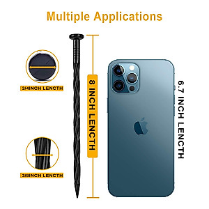 Meboyz 100-Pack-8 Inch Plastic Landscape Stakes, Spiral Nylon Landscape Anchoring Spikes，Edging Spikes for Paver Edging, Weed Barrier, Artificial Turf & More