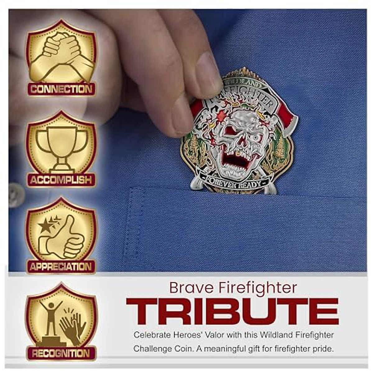 Armor Coin & Emblem: Wildland Firefighter Challenge Coin | Honoring Bravery | A Thoughtful Firefighter Gift and Lasting Tribute | Firegfighter Pride Coin