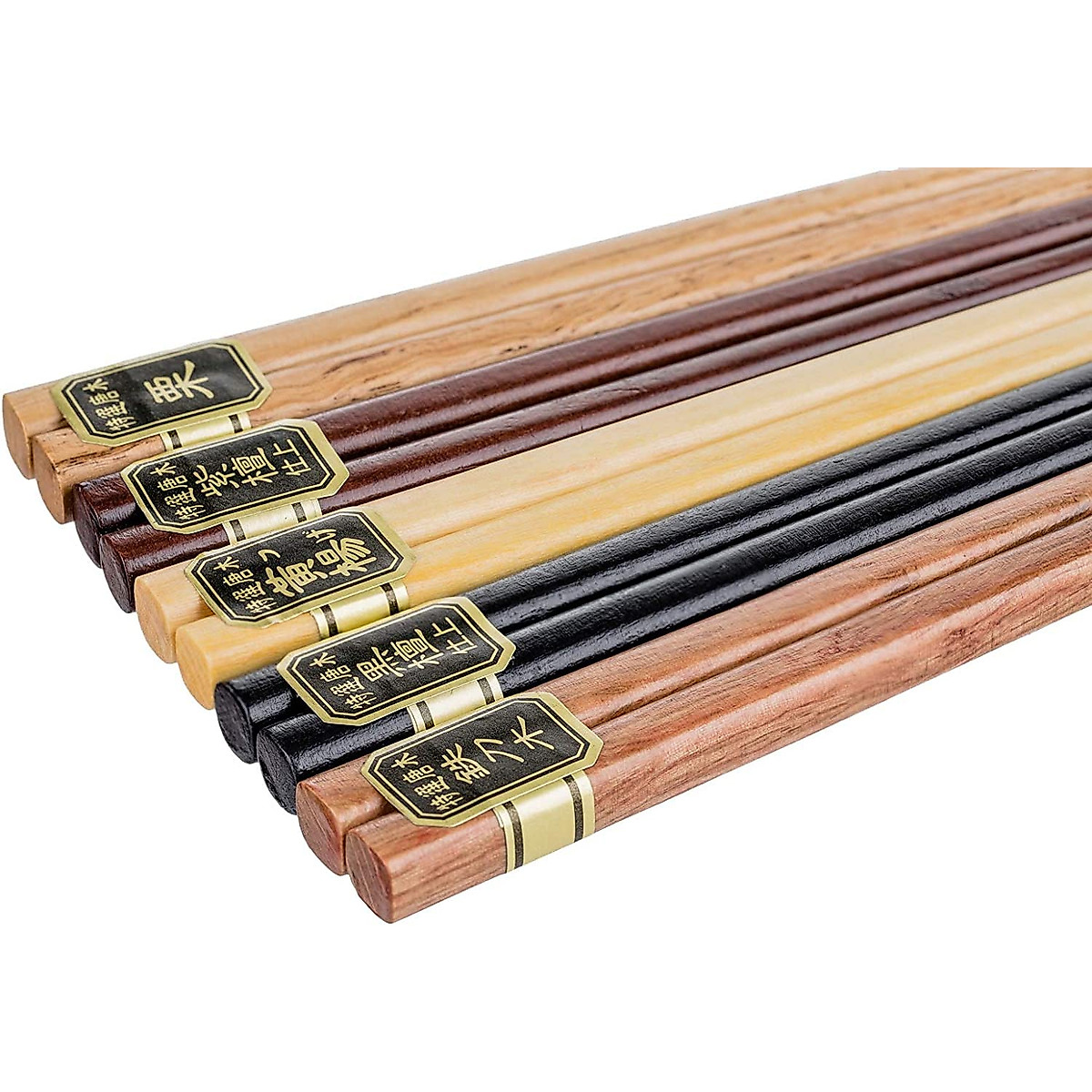 W Home 5- Pairs Bamboo Chopsticks Reusable Chinese Korean Japanese Chopsticks Natural Wood Chop Stick (Chopsticks5set)