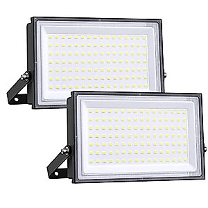 Onforu 2 Pack 100W LED Flood Light Outdoor, 8900LM Super Bright Outdoor Security Lights, IP66 Waterproof Flood Lights Outdoor, 6500K Daylight White Floodlight for Yard Garden Playground Basketball
